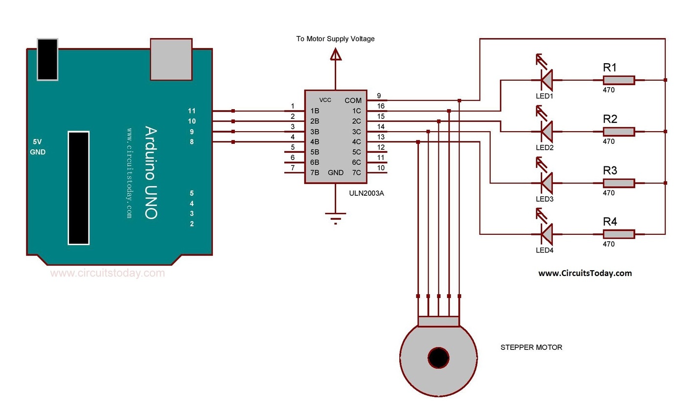 Arduino步进电机接口使用ic Ul2003a电路图 2022世界杯巴西能夺冠吗